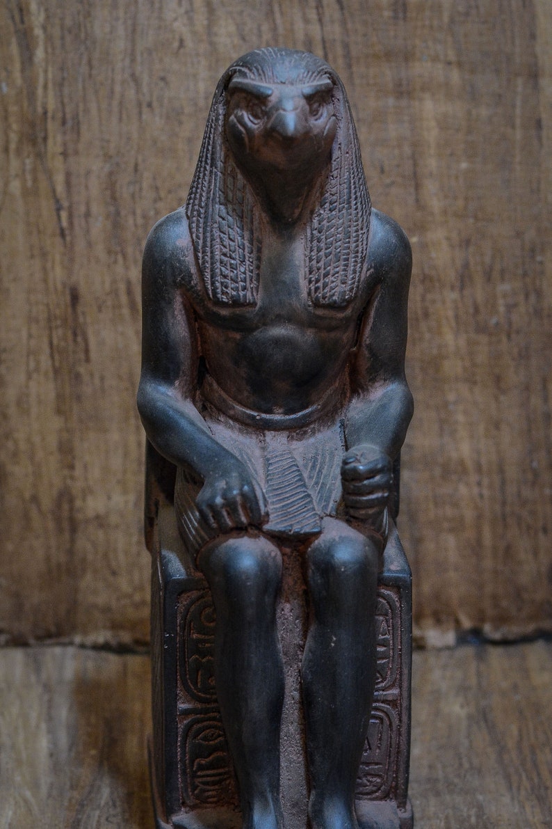 Statue Falcon Headed God Horus Seated Sculpture Heavy Black | Etsy