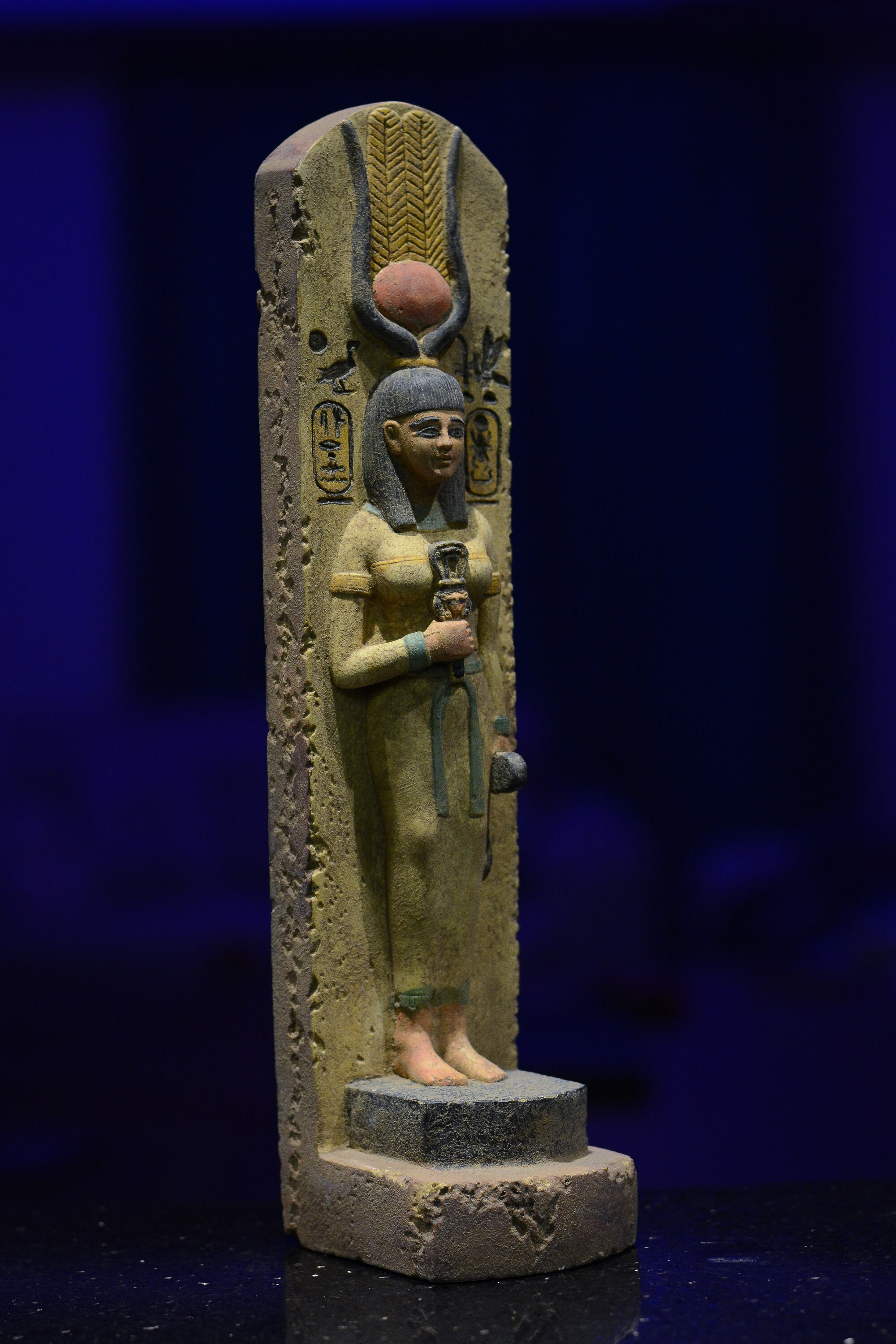 Goddess Isis Holding a Sistrum Sculpture Statue Lime Stone Relief ...