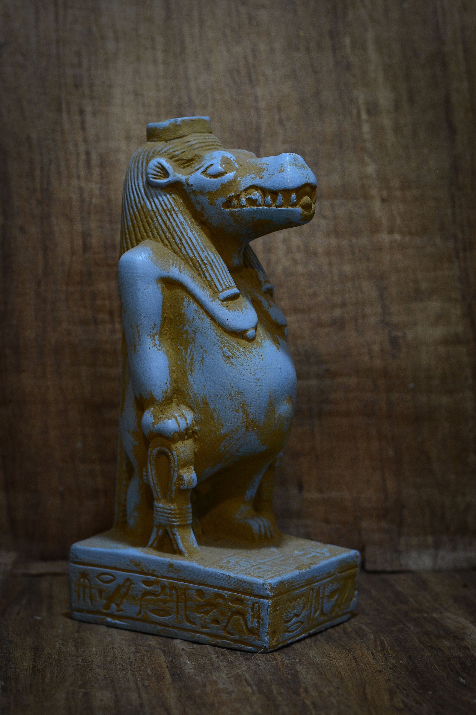 Statue Taweret Hippos Sculpture “goddess of Childbirth” Blue / Green ...