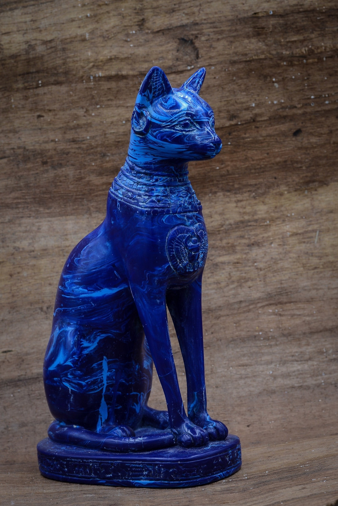 Goddess Bastet Cat Statue Blue, With Scarab on Her Chest Figurine ...