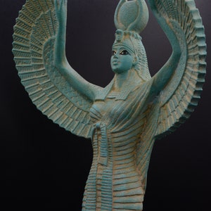 Isis Wings Goddess Statue Unique Green Sculpture Stone Alter Home Decor ...