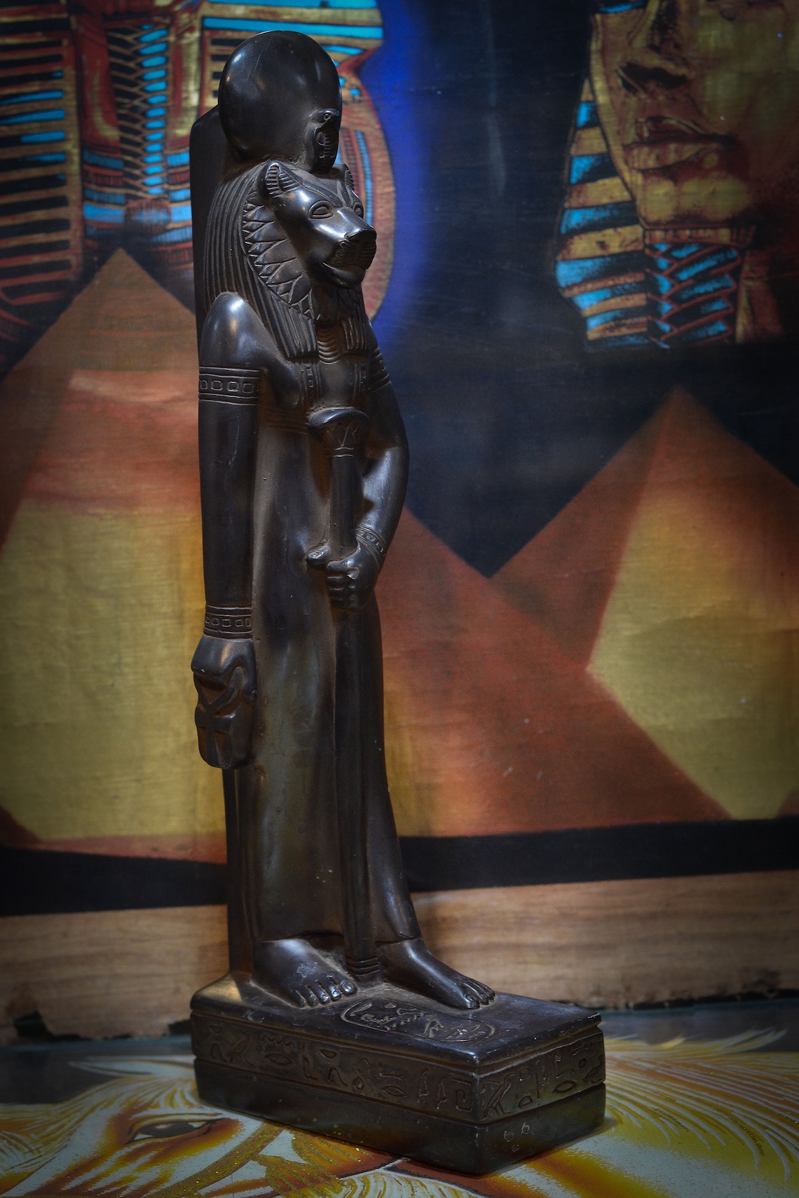 Statue of Goddess Sekhmet black standing Large black solid | Etsy