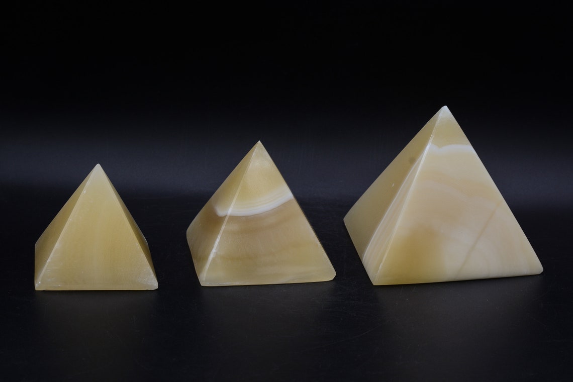 Egyptian Art Decor Set of 3 Pyramids Alabaster Heavy Stone - Etsy