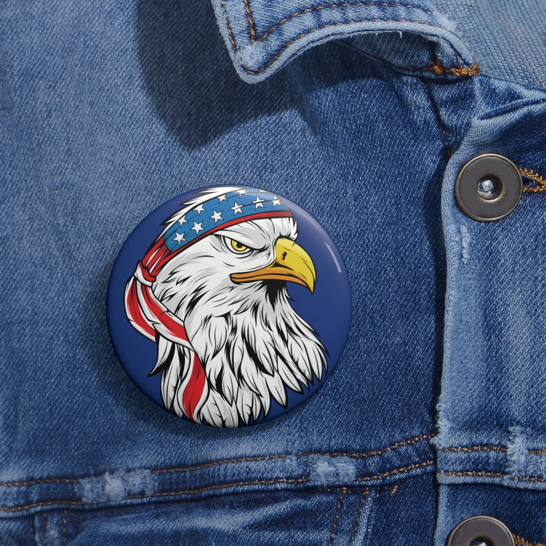 USA Eagle Button Pin, America Flag Button Pin, Eagle Pin, 4th of July ...