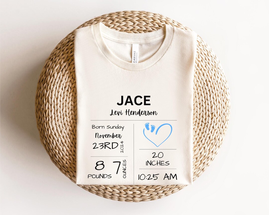 Personalized Baby Announcement Shirt, Custom New Baby Arrival, New Baby ...