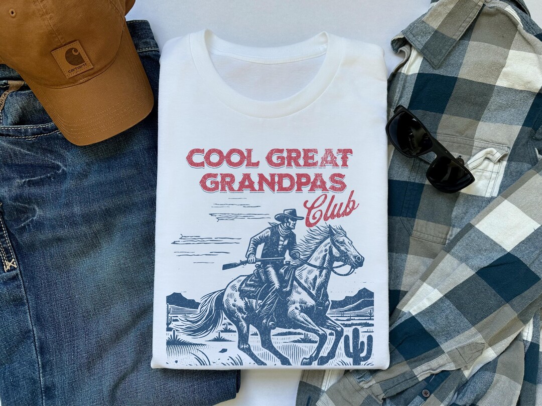 Cool Great Grandpas Club Shirt, Cowboy Western Grandpa T-shirt, Great ...