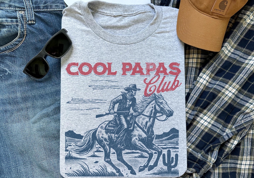 Cool Papas Club T-shirt, Cowboy T-shirt, Funny Papa Shirt, Gift for ...