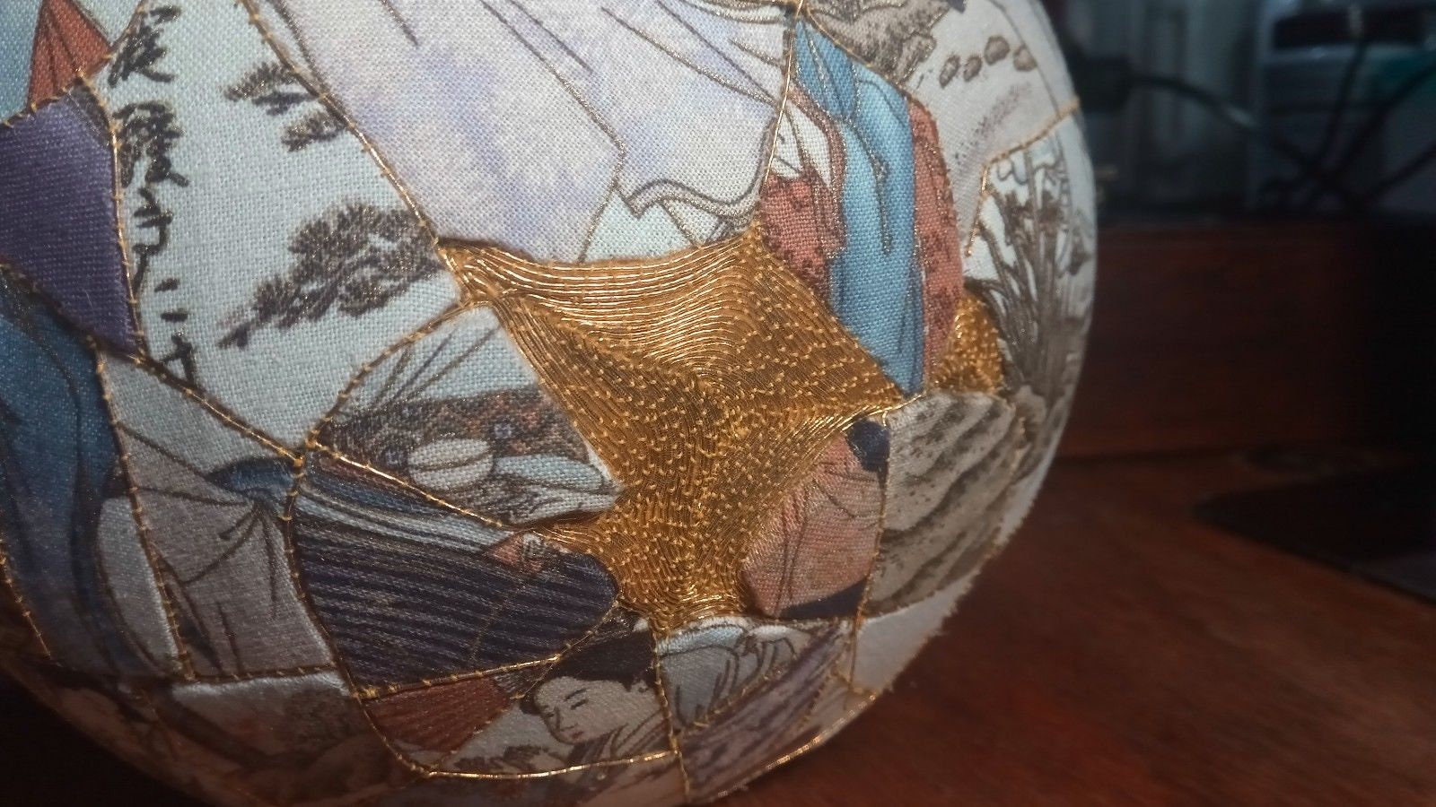 Kintsugi Hand Embroidered Broken Pot Artwork Goldwork by Hanging by a ...