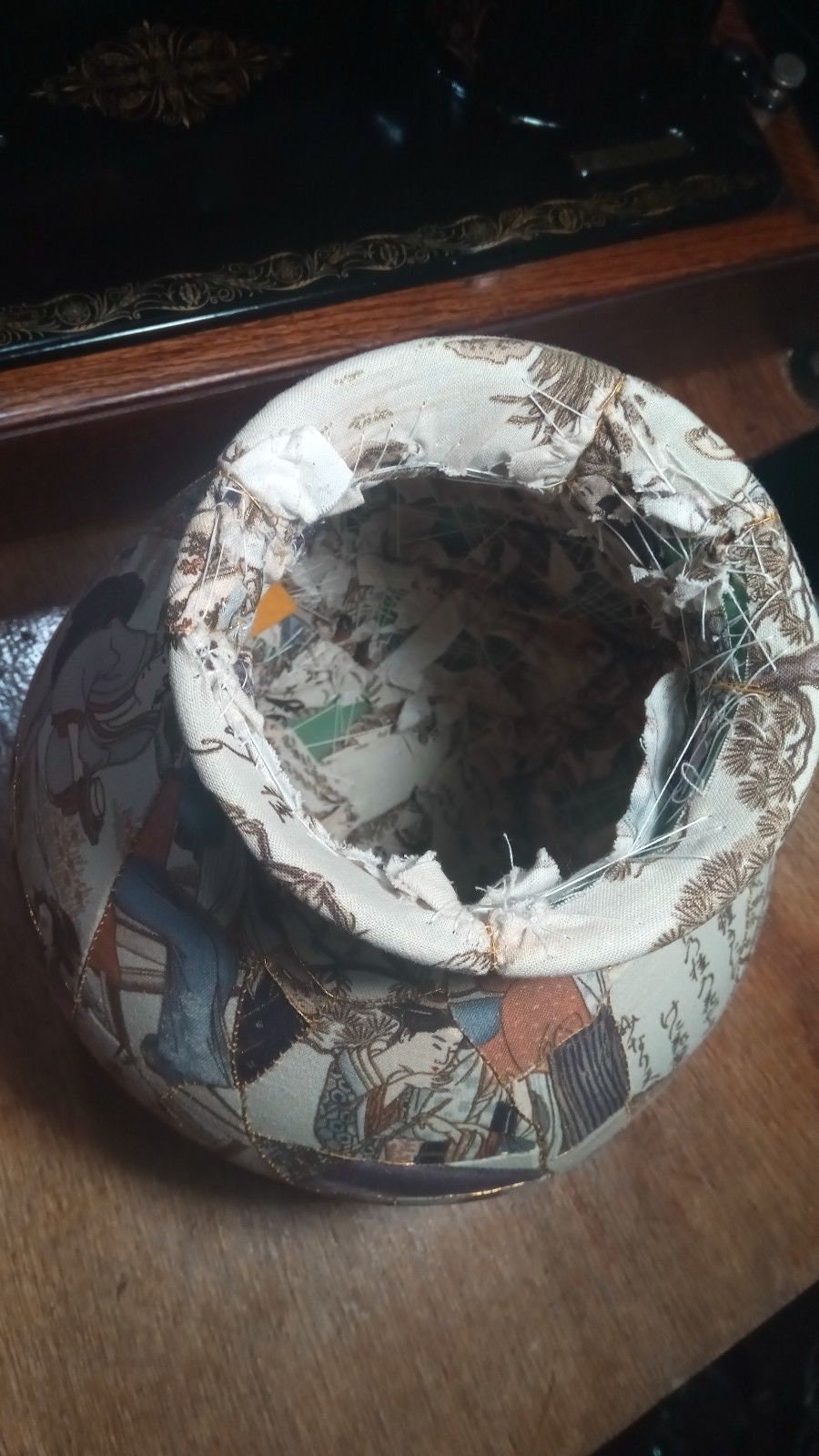 Kintsugi Hand Embroidered Broken Pot Artwork Goldwork by Hanging by a ...