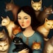 Cat Lady Digital Art Painting. Instant Digital Download - Etsy
