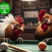 Roosters Playing Pool - Original Printable Art Download - Etsy