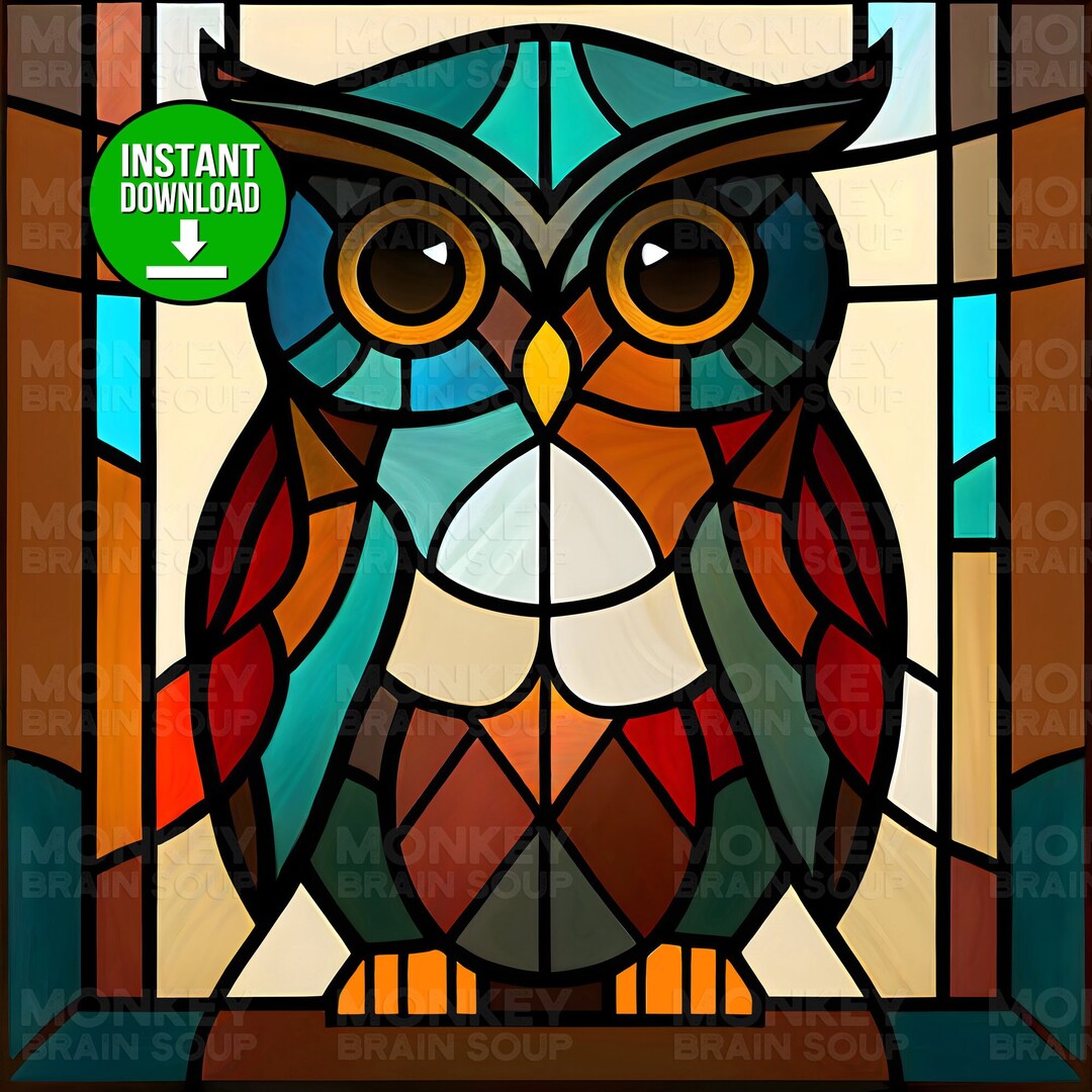 Stained Glass Owl Original Printable Art Download - Etsy Canada