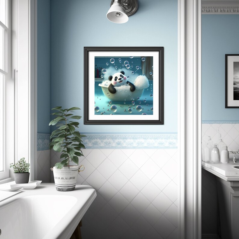 Cute Panda Bear Bubble Bath Printable Art - Etsy