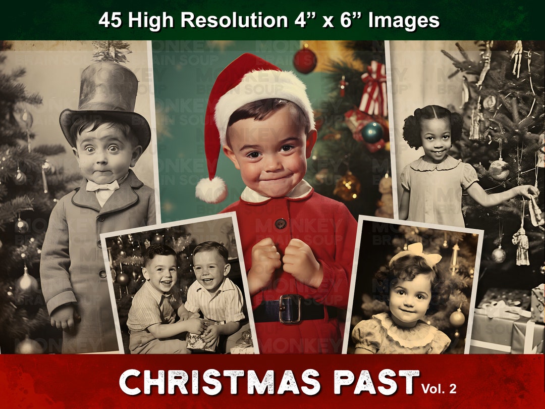 Retro Style Christmas Theme Photographs for Junk Journals, Scrapbooking ...