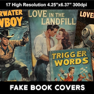 Retro Vintage Style Book Cover Art for Crafts, Collages, Cards, and ...