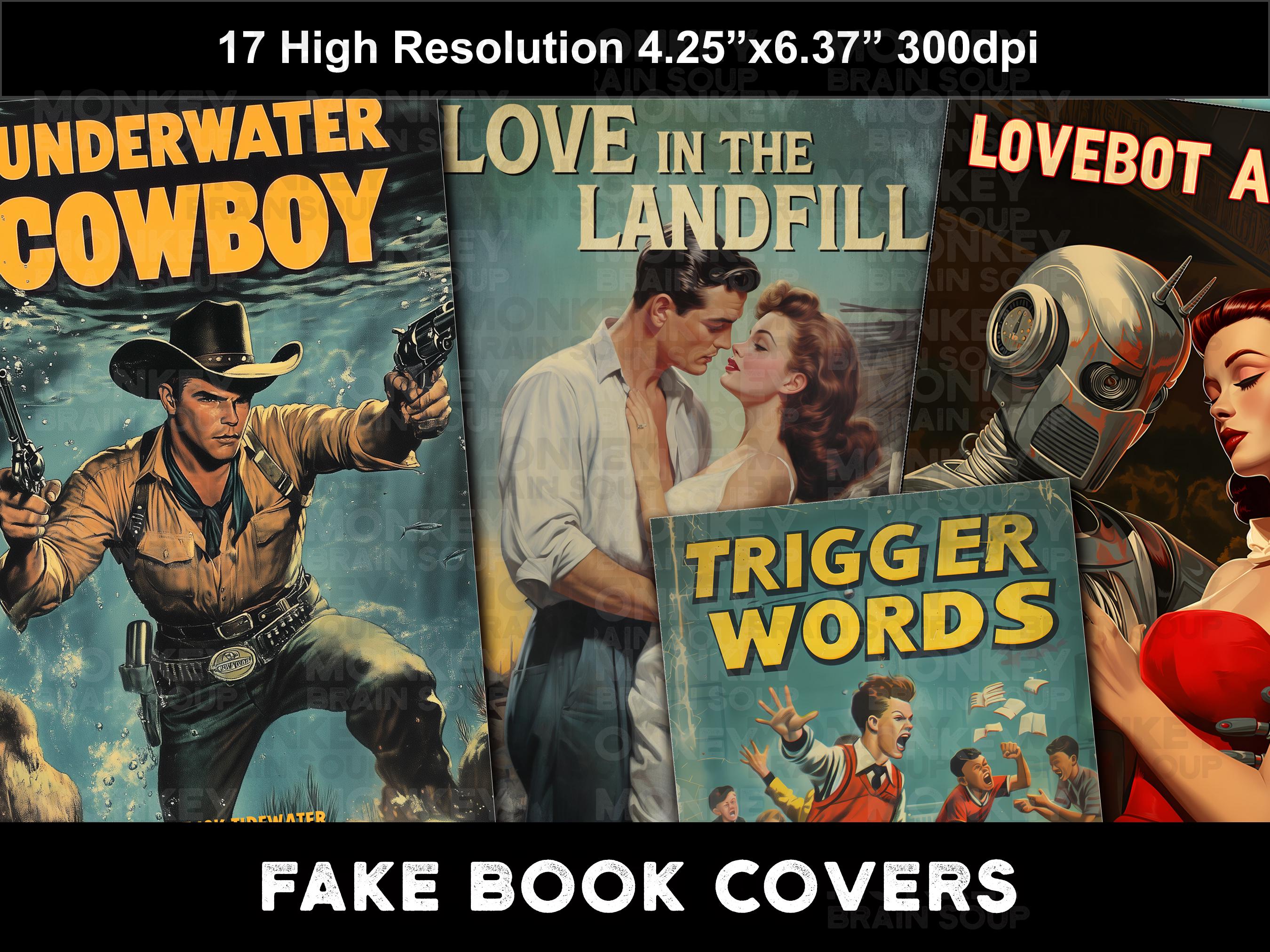 Retro Vintage Style Book Cover Art for Crafts, Collages, Cards, and ...