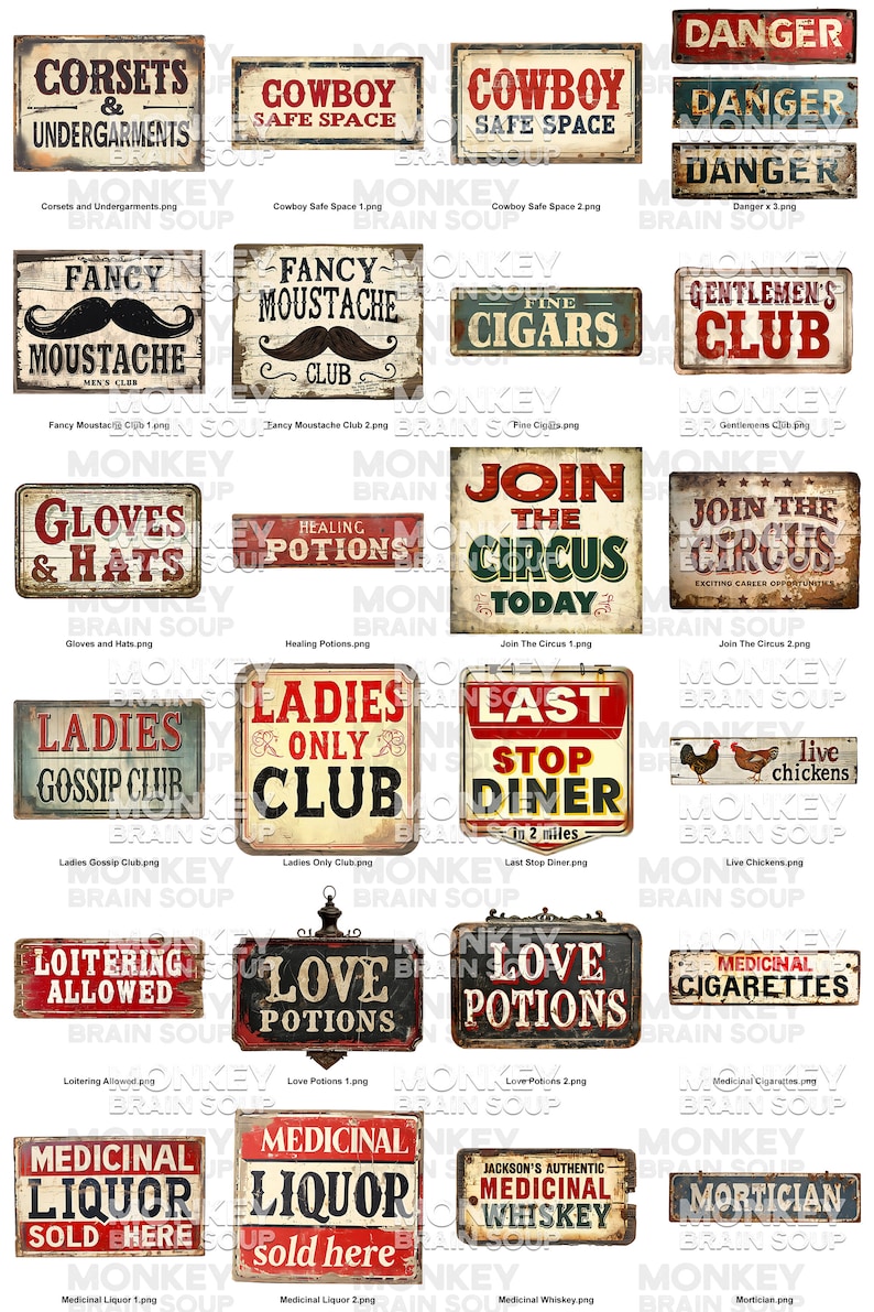 Printable Vintage Style Distressed Signage From an Old Fashioned ...