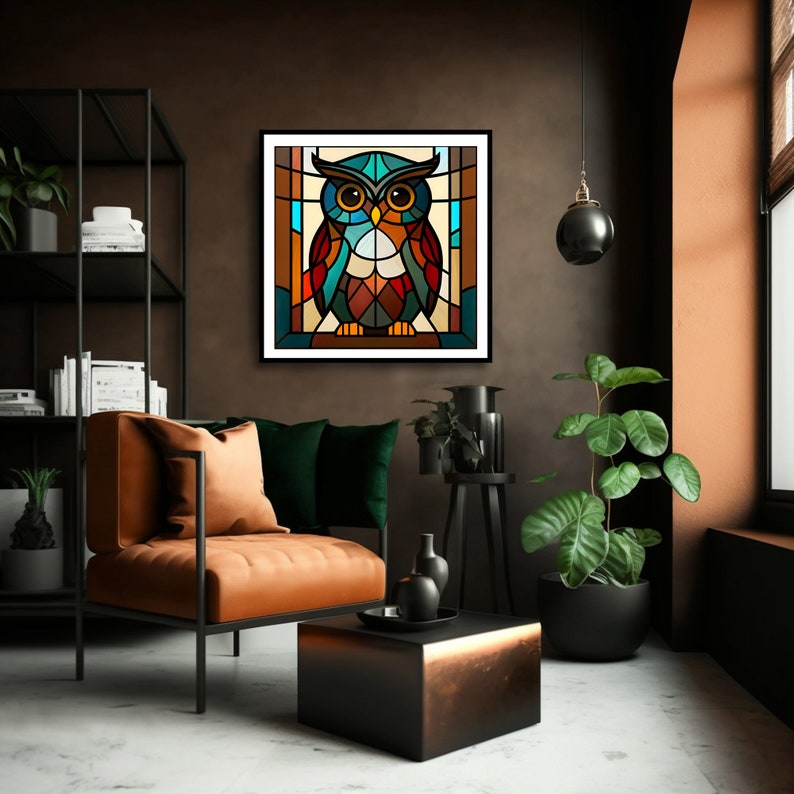 Stained Glass Owl Printable Wall Art – 28"x28" Digital Download ...