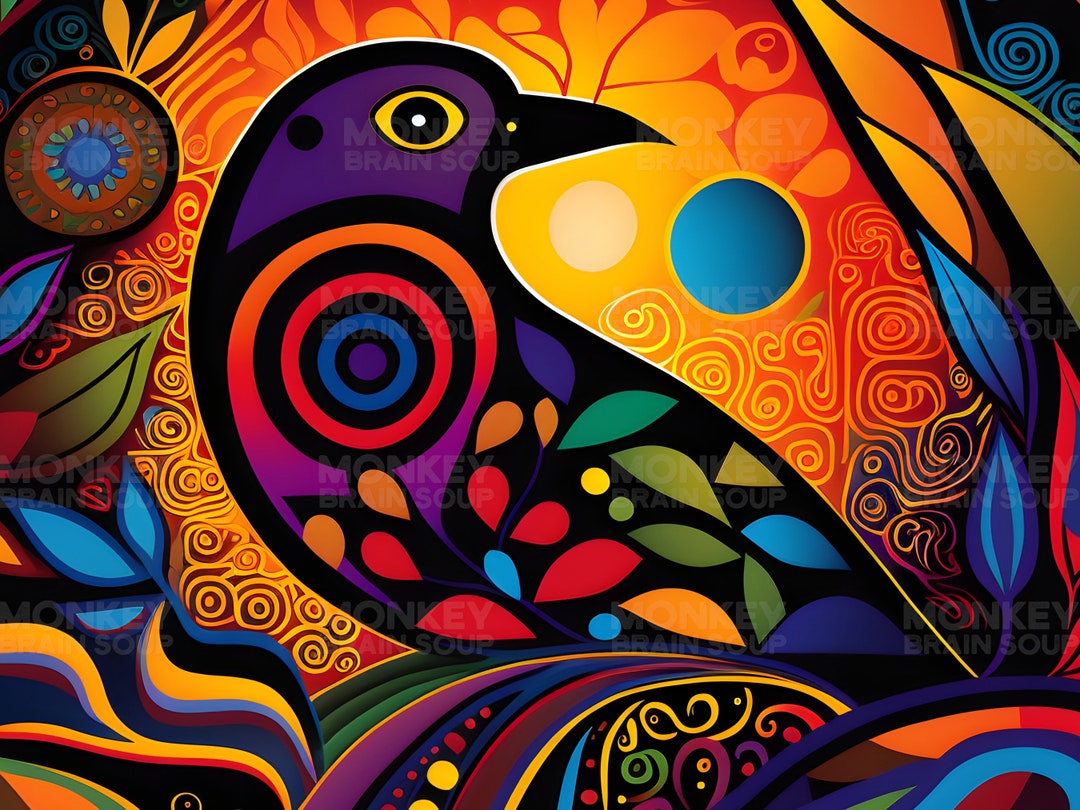 Abstract Nature Raven Painting Digital Printable Art. - Etsy