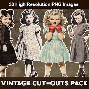 Printable 30 Vintage Style Cut-outs, Transparent Background PNG. 300DPI ...