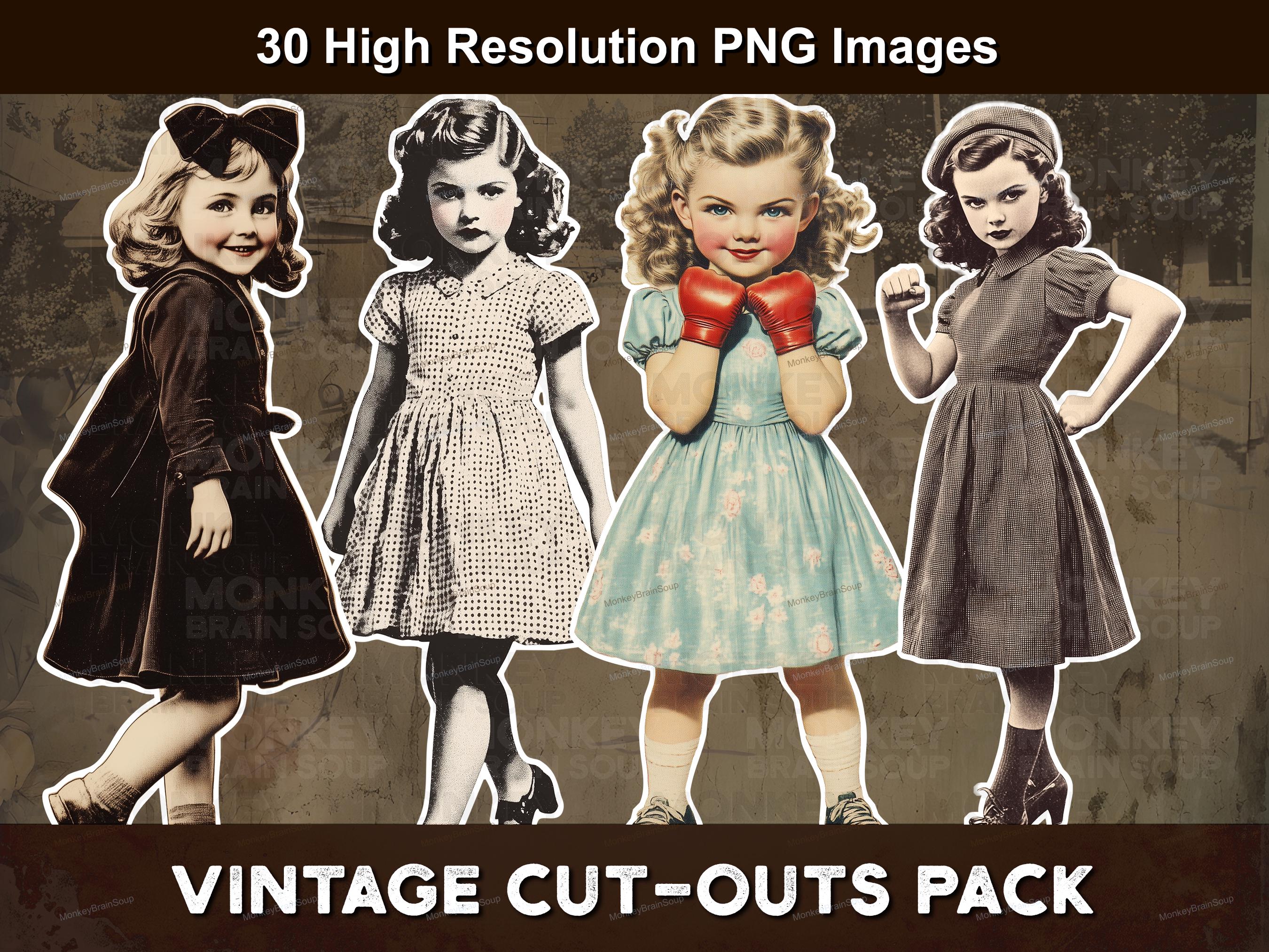 Printable 30 Vintage Style Cut-outs, Transparent Background PNG. 300DPI ...
