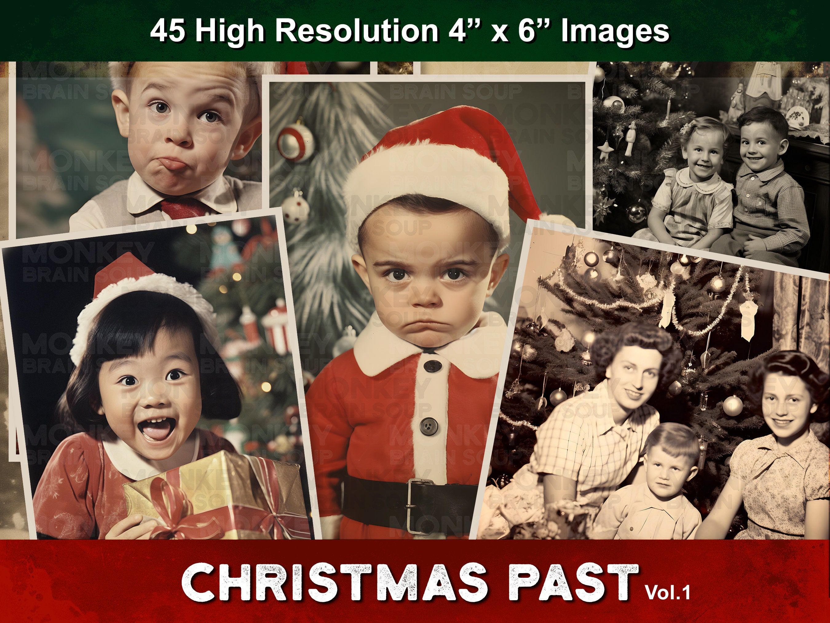 Retro Style Christmas Theme Photographs for Junk Journals, Scrapbooking ...