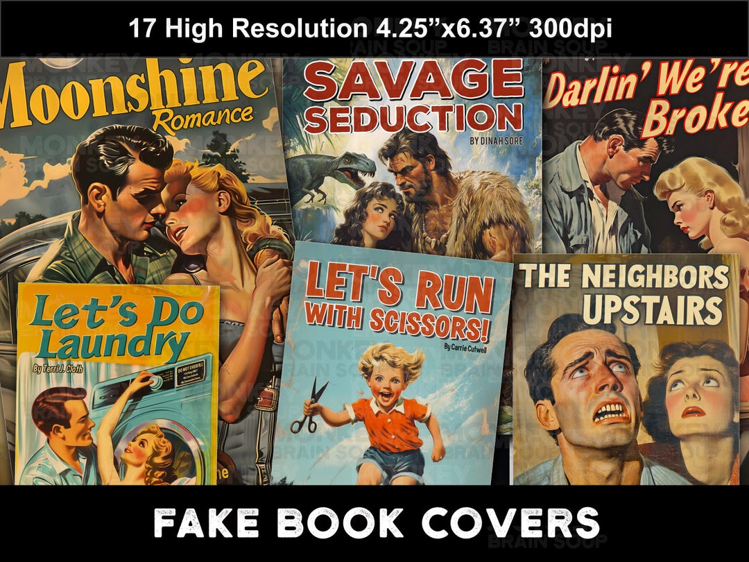 Retro Vintage Style Book Cover Art for Crafts, Collages, Cards, and ...