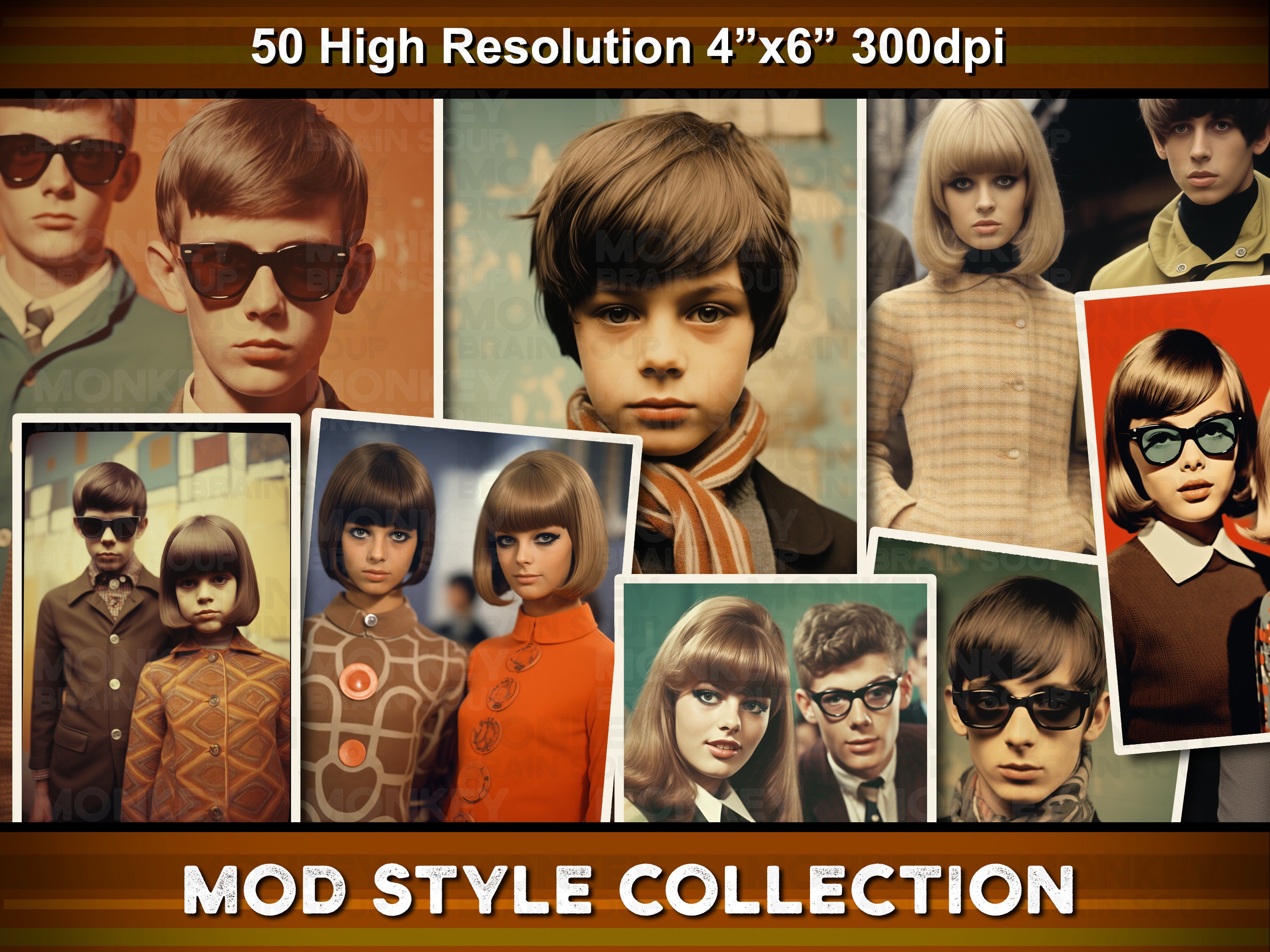 Retro 1960s Mod Style Photos in High-res for Crafts, Collages, Cards ...