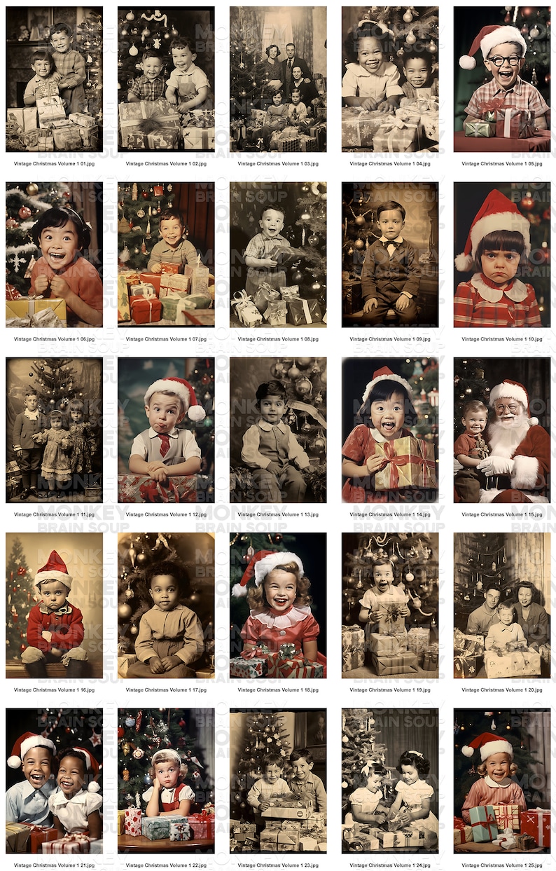 Retro Style Christmas Theme Photographs for Junk Journals, Scrapbooking ...