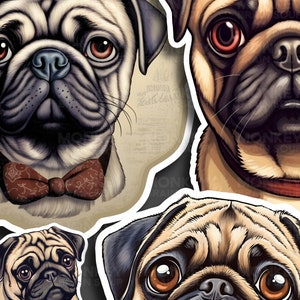 A Collection of 35 Premium Printable Pugs! High Resolution JPG, PDF ...