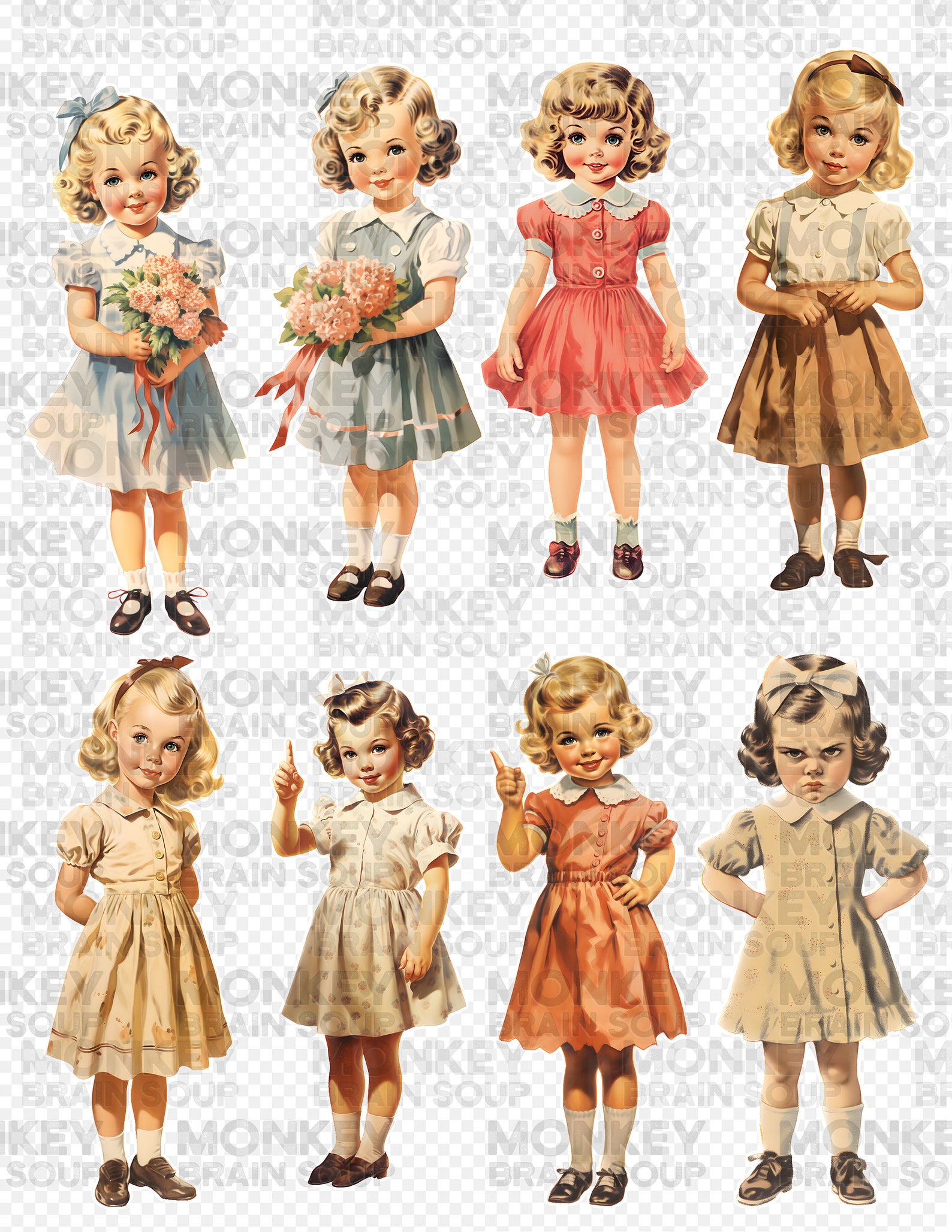 Printable Vintage Little Girl Cutouts With Transparent Background ...
