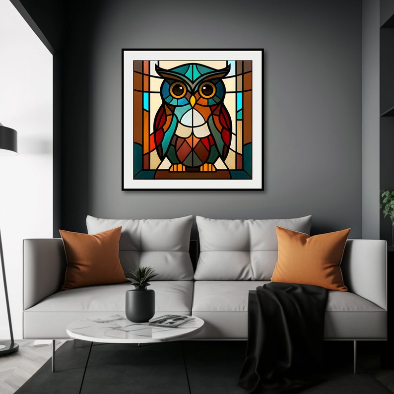 Stained Glass Owl Printable Wall Art – 28"x28" Digital Download ...