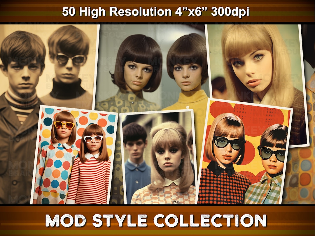 Retro 1960s Mod Style Photos in High-res for Crafts, Collages, Cards ...
