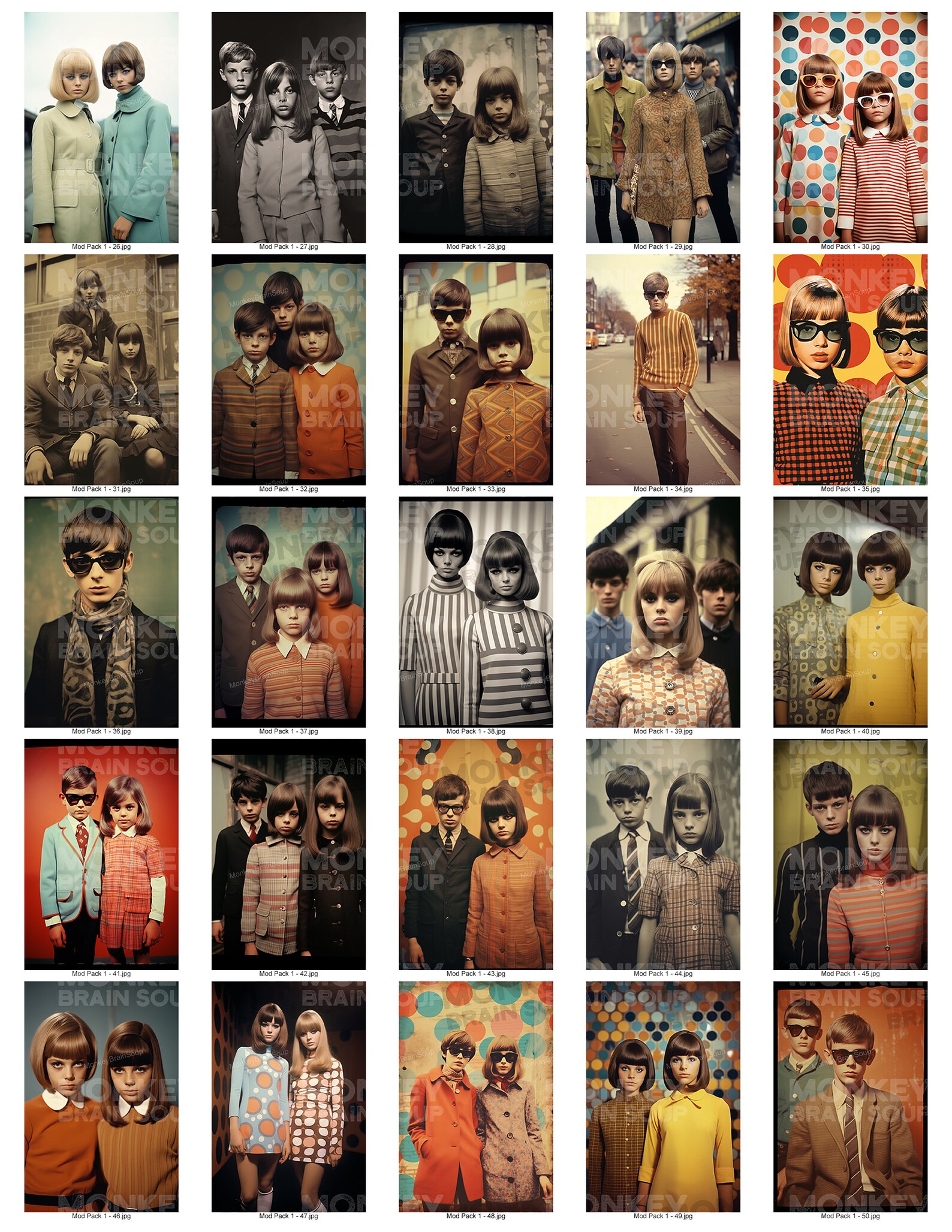 Retro 1960s Mod Style Photos in High-res for Crafts, Collages, Cards ...