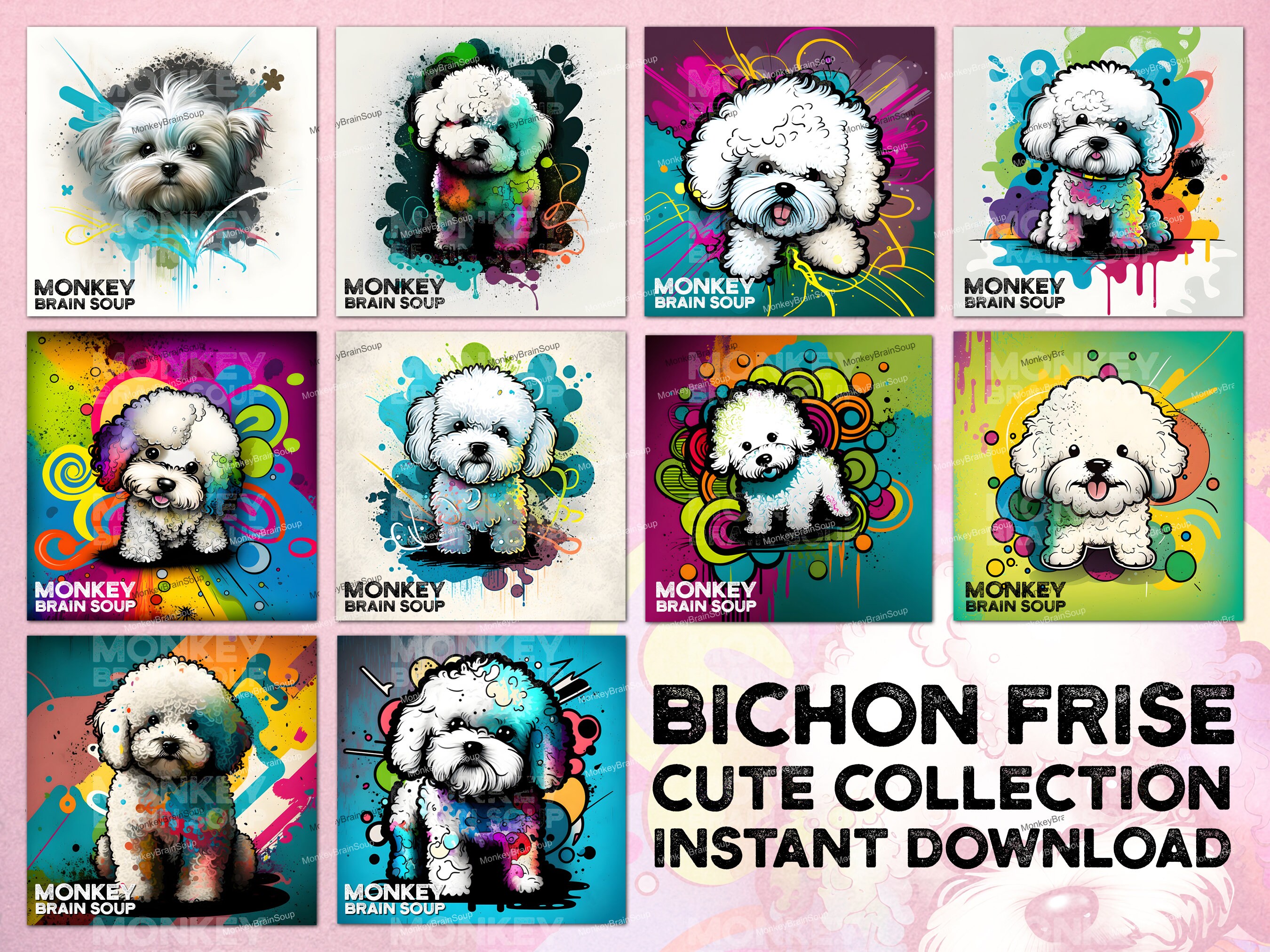 Bichon Frise Cute Collection. Printable Download Pack. - Etsy