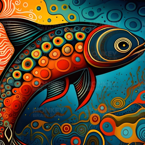 Abstract Fish Art - Etsy