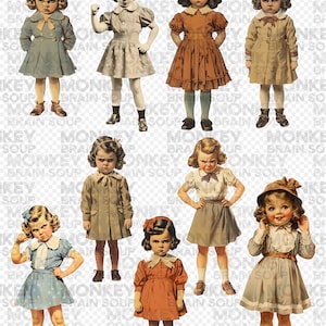 Printable Vintage Little Girl Cutouts With Transparent Background ...