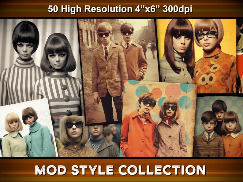 Retro 1960s Mod Style Photos in High-res for Crafts, Collages, Cards ...