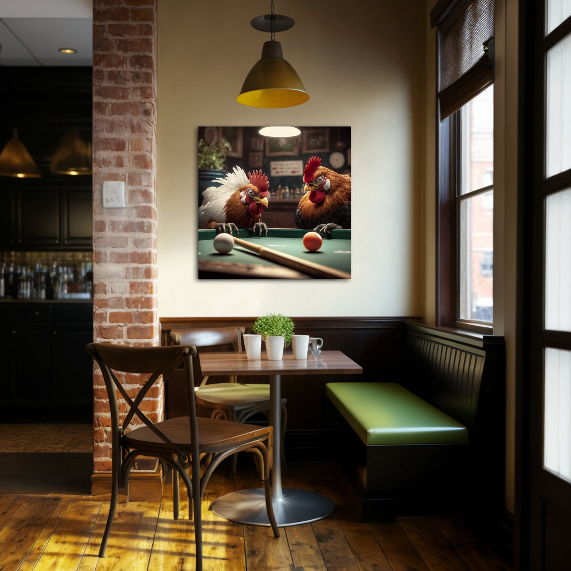 Roosters Playing Pool Original Printable Art Download - Etsy