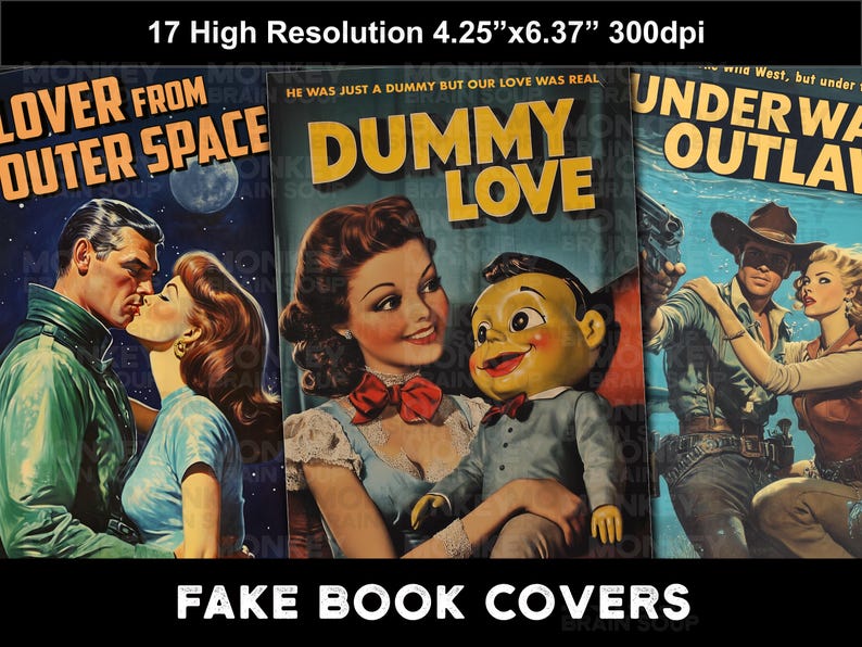 Retro Vintage Style Book Cover Art for Crafts, Collages, Cards, and ...