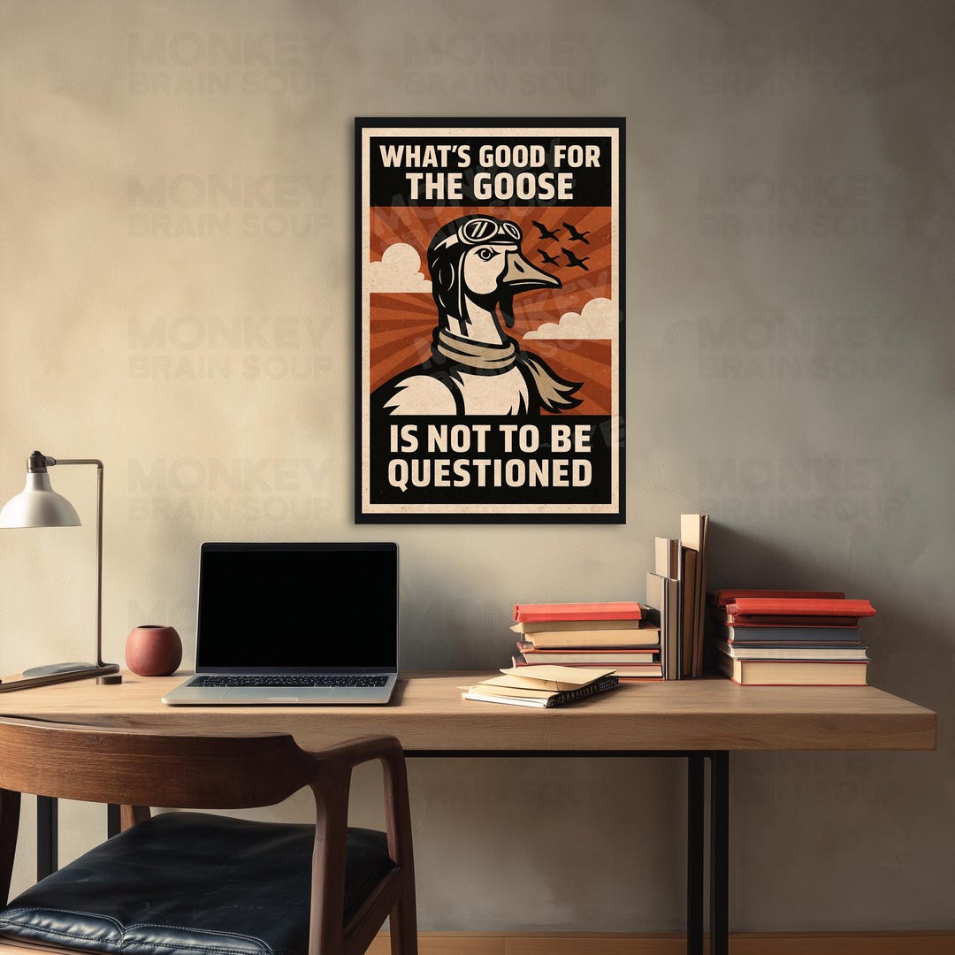 Goose Propaganda Poster – Aviator Goose Wall Art – Vintage Style Funny ...