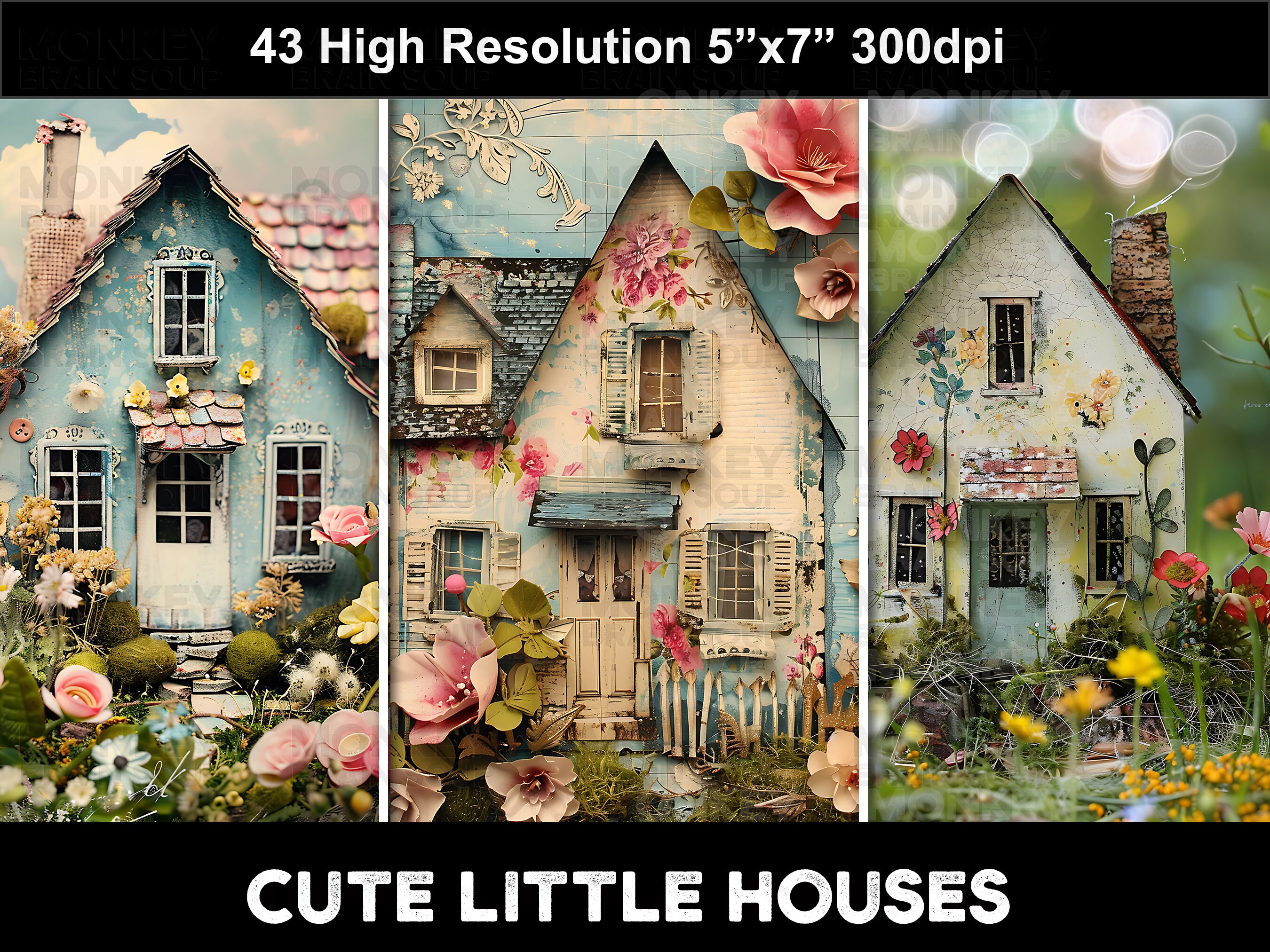 Printable Cute Little Houses. A Collection of 43 Whimsical Shabby Chic ...