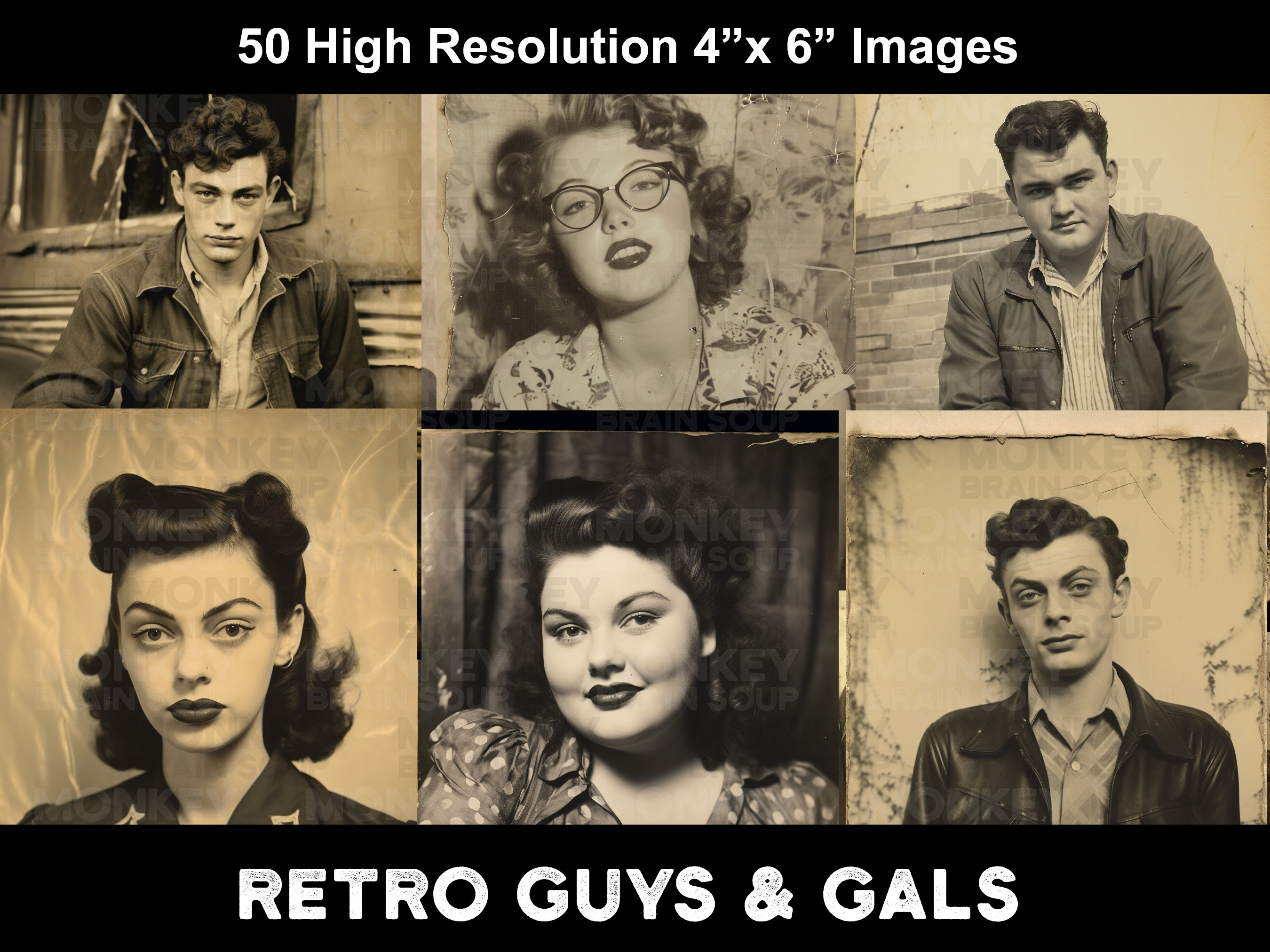 Retro Guys & Gals for Junk Journals, Scrapbooking Collages, Cards, Etc ...
