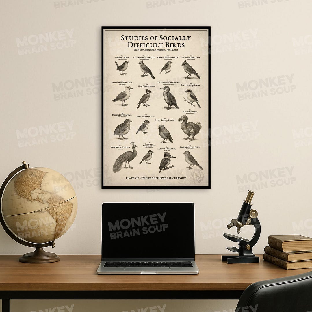 Funny Bird Poster – Printable Vintage Scientific Chart of Awkward Birds ...