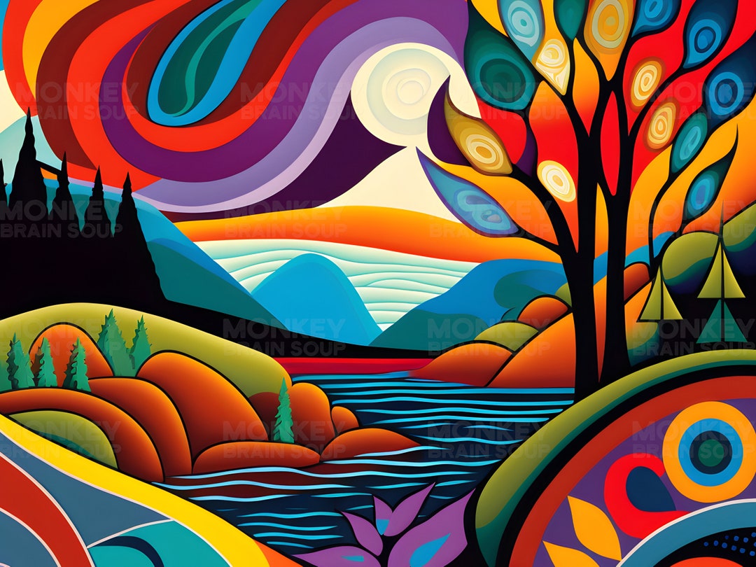 Colorful Abstract Nature Art, High Resolution Printable Instant ...