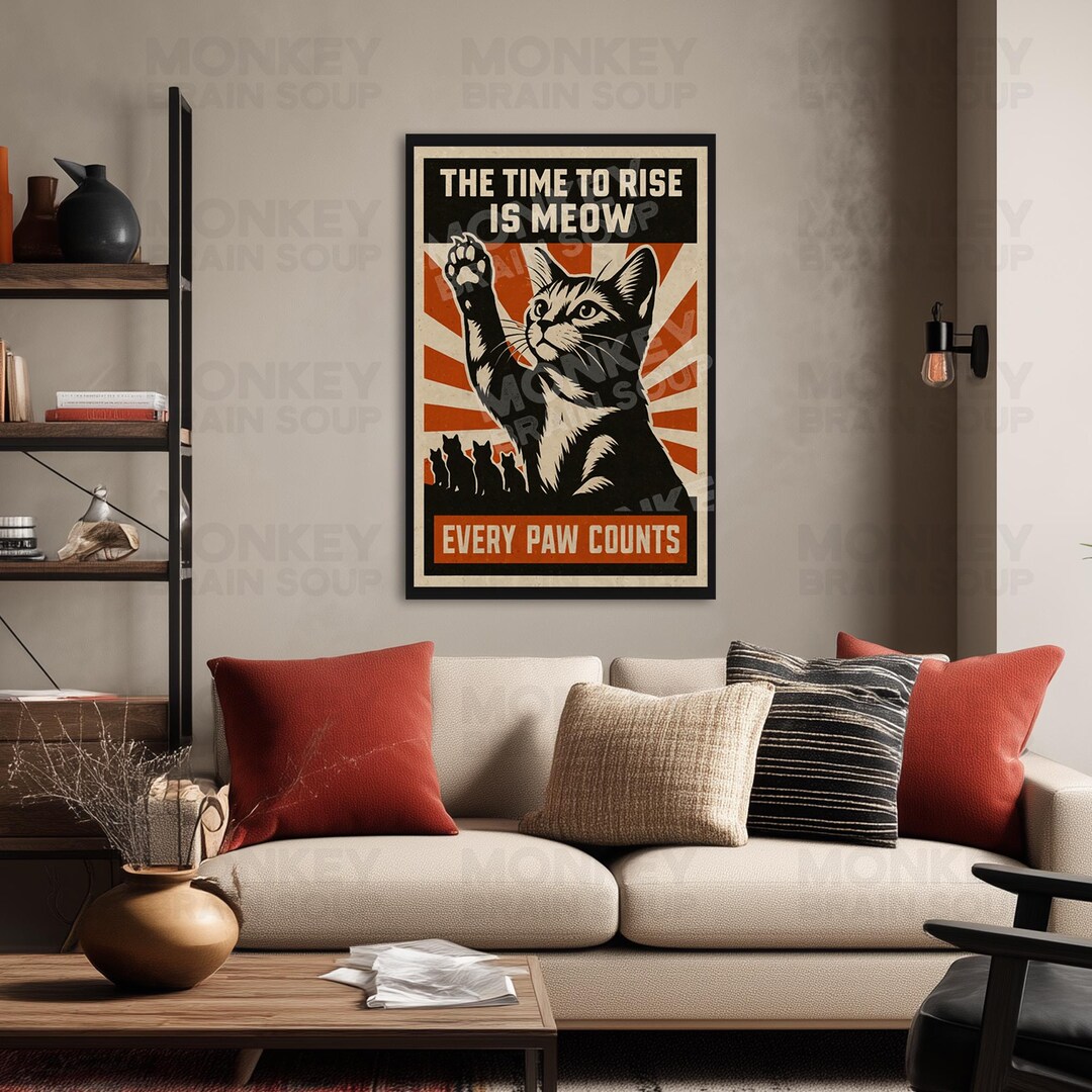 Funny Cat Poster – Vintage Style Printable Wall Art – Cat Lover Decor ...