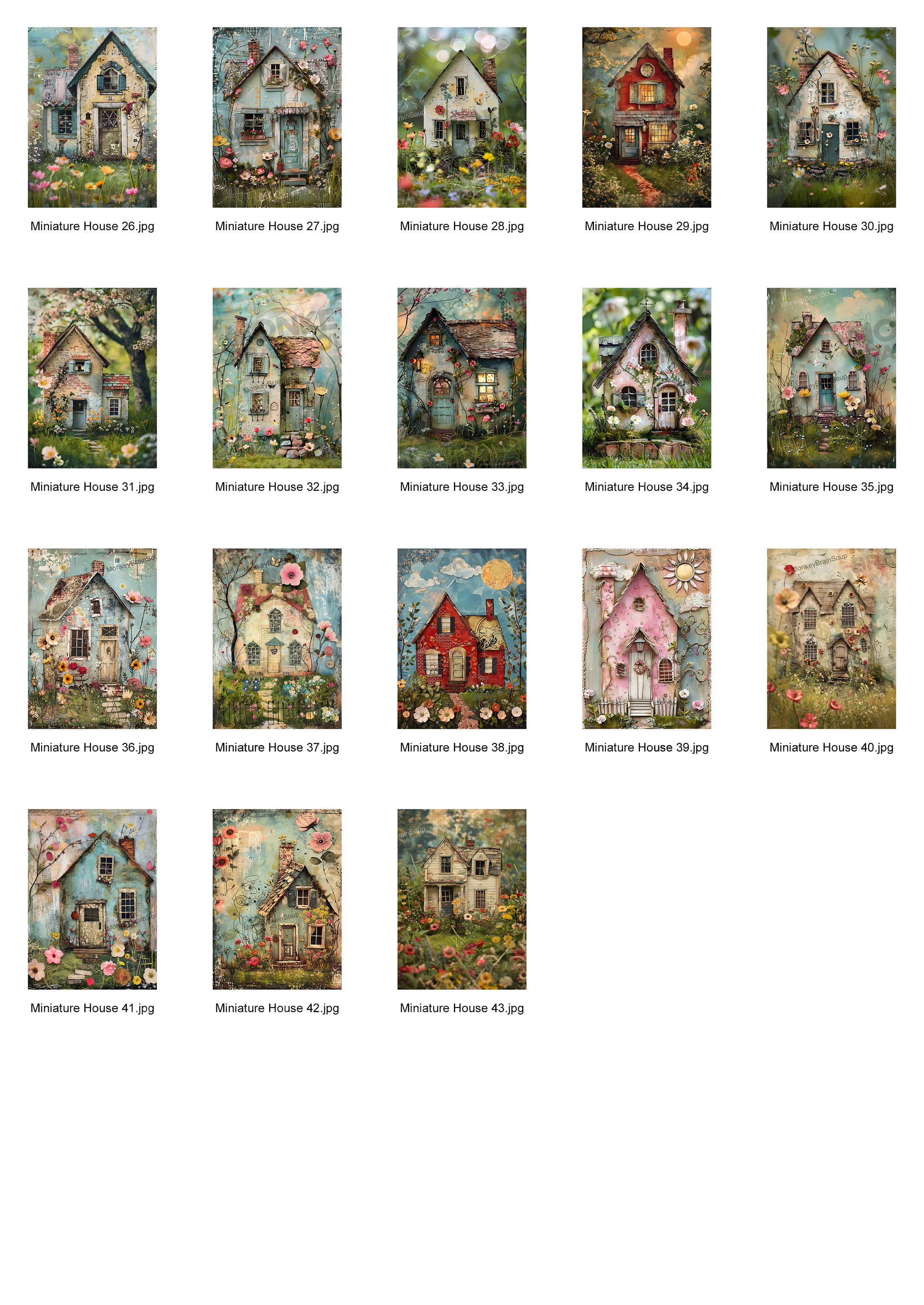 Printable Cute Little Houses. A Collection of 43 Whimsical Shabby Chic ...