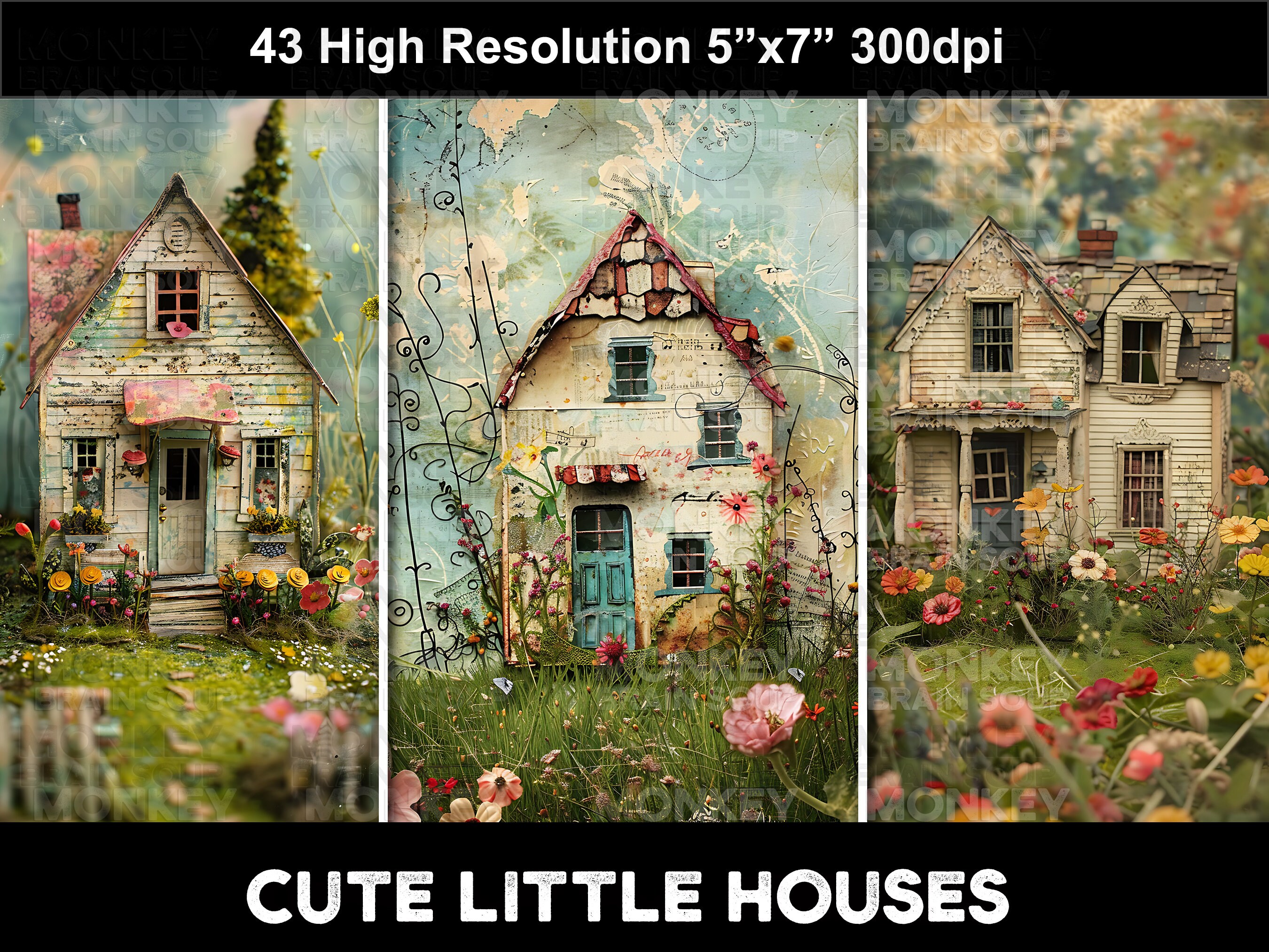 Printable Cute Little Houses. A Collection of 43 Whimsical Shabby Chic ...