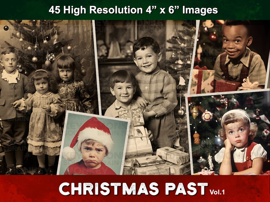 Retro Style Christmas Theme Photographs for Junk Journals, Scrapbooking ...