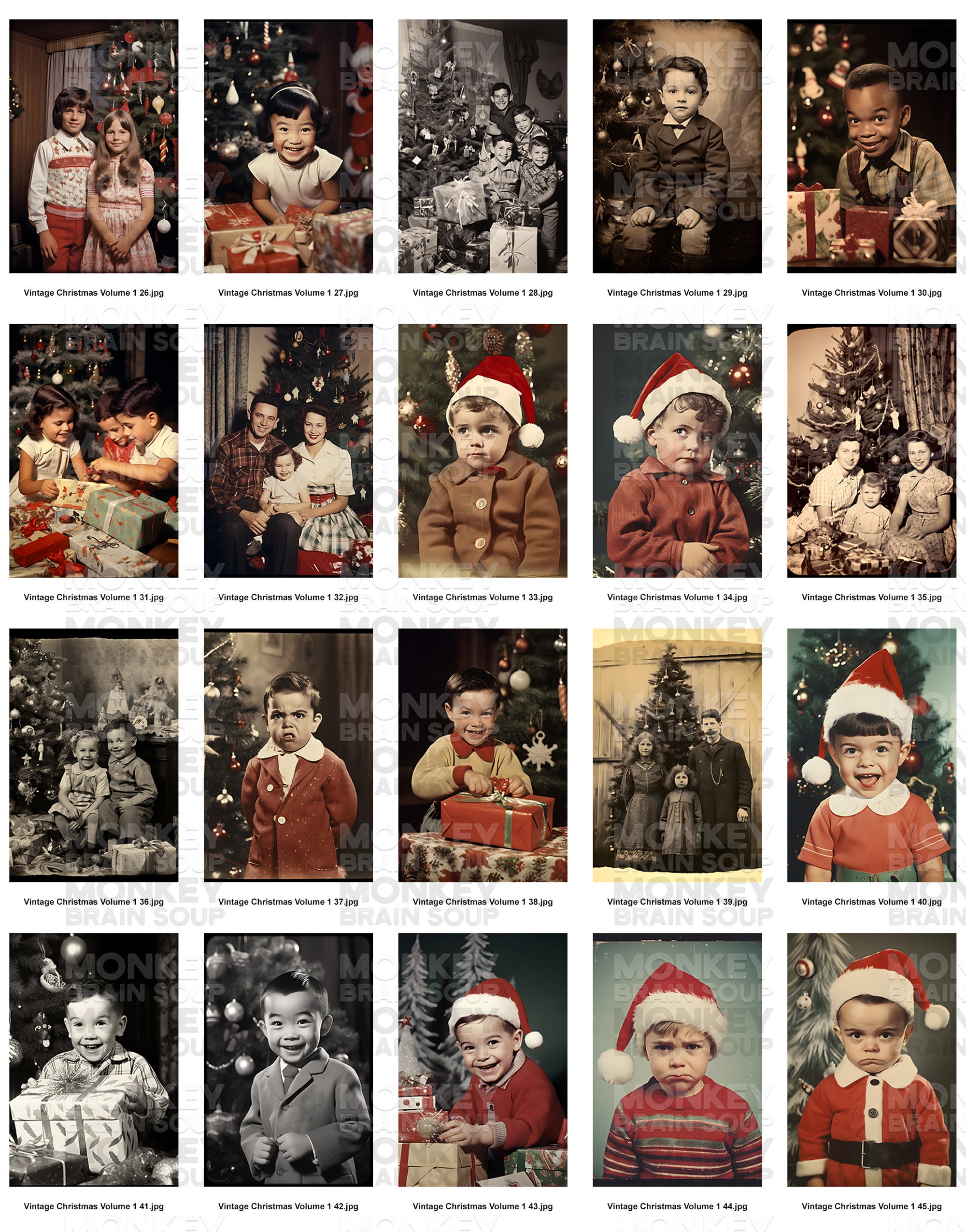 Retro Style Christmas Theme Photographs for Junk Journals, Scrapbooking ...